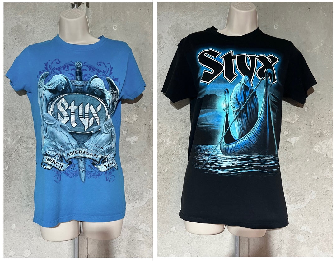 Two Women's Size Small Styx Band T-shirts - Shirt, Top, Black, Blue ...