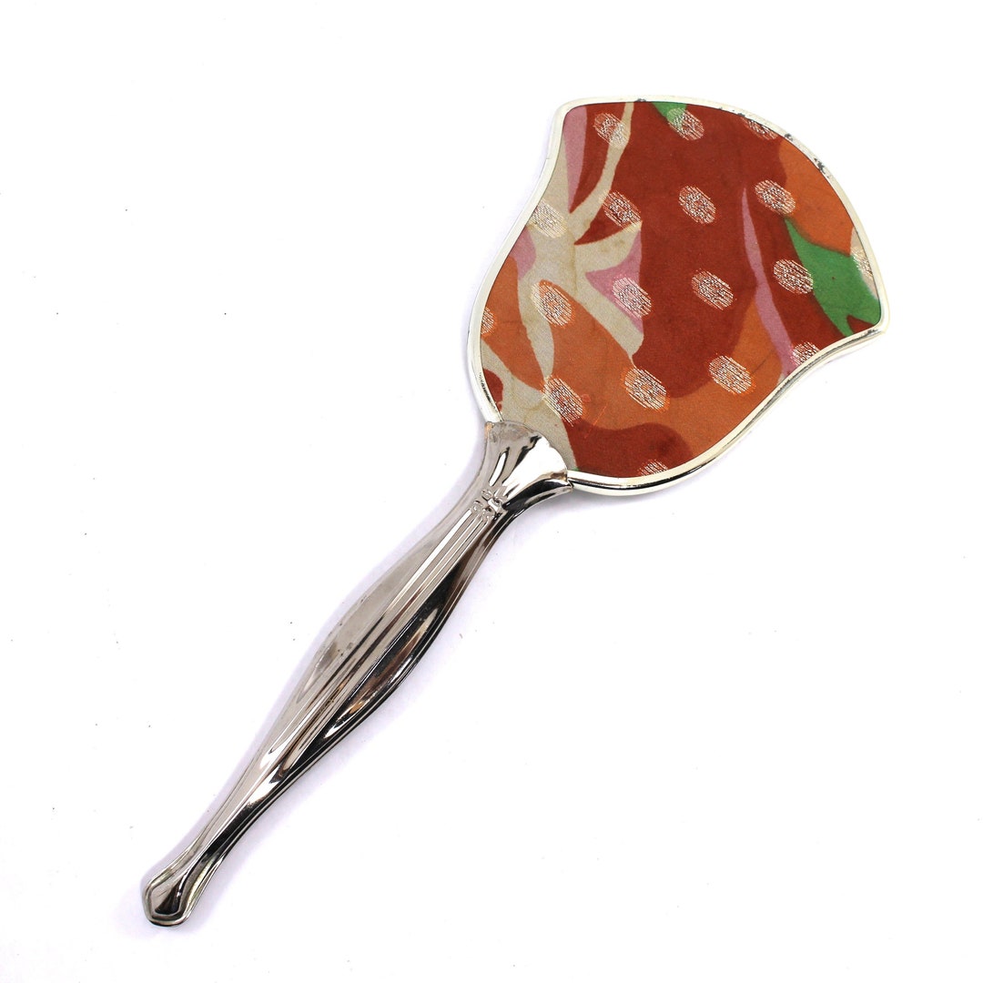 Groovy Vintage Mid Century Gold Hand Mirror - Shiny, Silver Metal ...