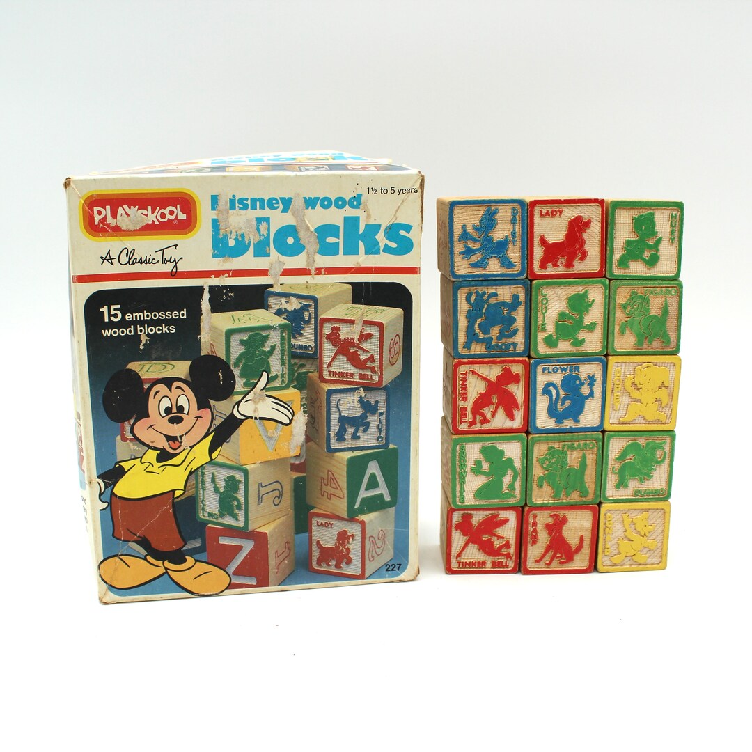 COMPLETE 1980s Disney Wooden Blocks Set - Toddler Toys, Playskool, 80s ...