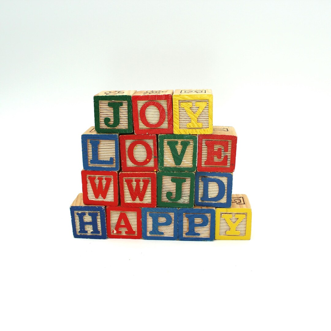 Your Choice Vintage Wooden Blocks in the Words Joy, Love, WWJD or Happy ...