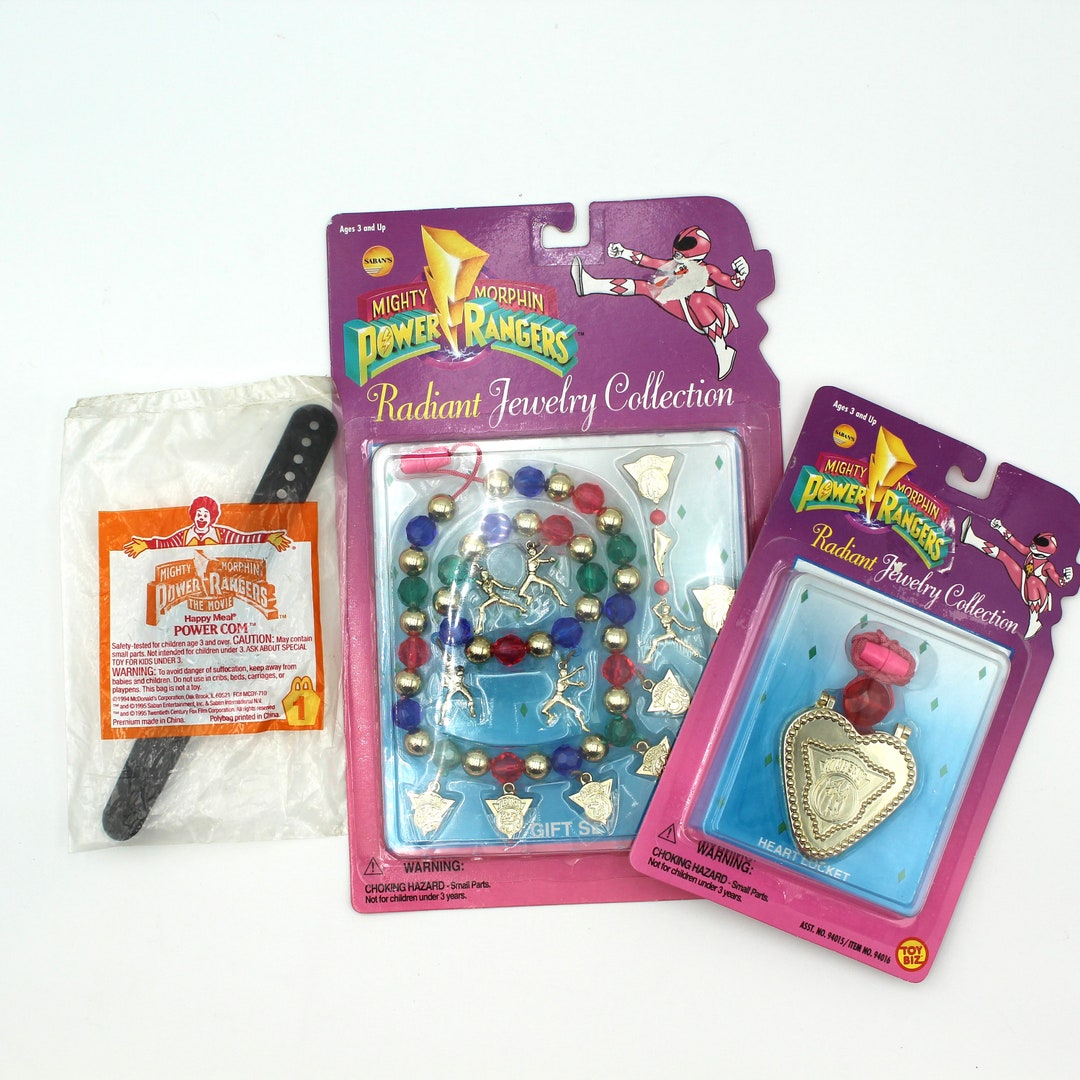 Vintage 90s Power Rangers Jewelry Sets & Mcdonalds Happy Meal Watch ...