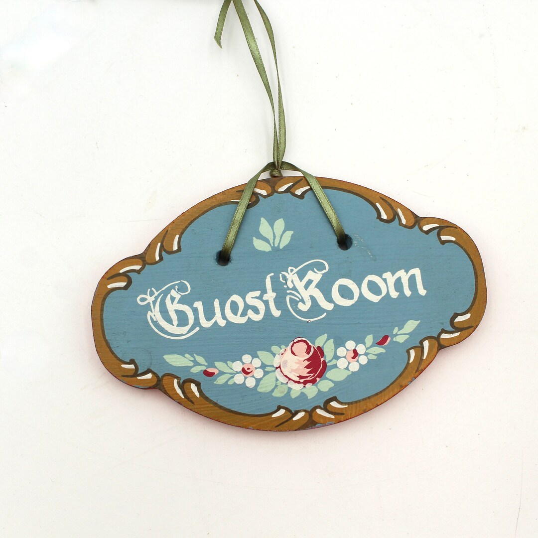 Pretty Vintage guest Room Handpainted Door Sign Rosemaling, Painted ...