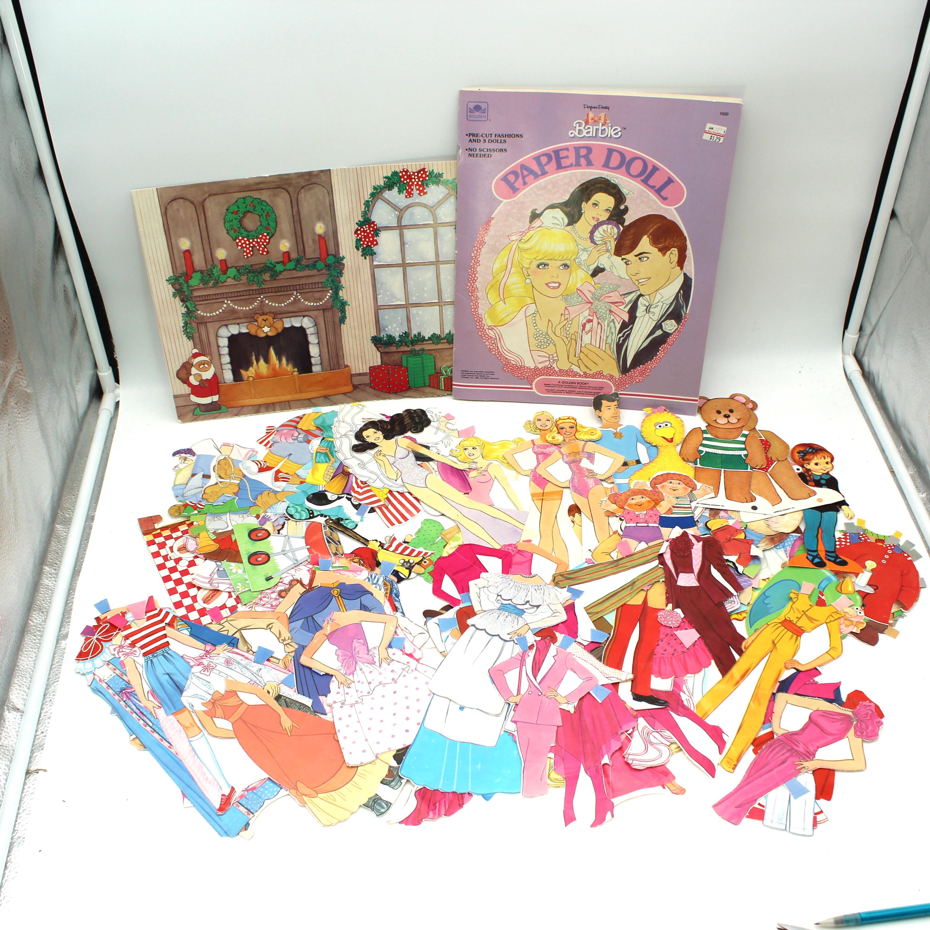 Huge Lot 1980s Vintage Cut Paper Dolls - Barbie, Disney, Cinderella ...