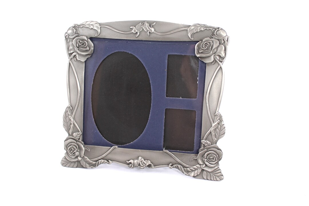 Vintage Silver Collage Picture Frame Metal, Roses, Pewter, Victorian or ...