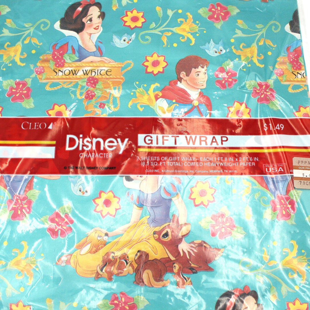 SEALED Vintage Disney Snow White and the Seven Dwarfs Gift Wrap 1980s ...
