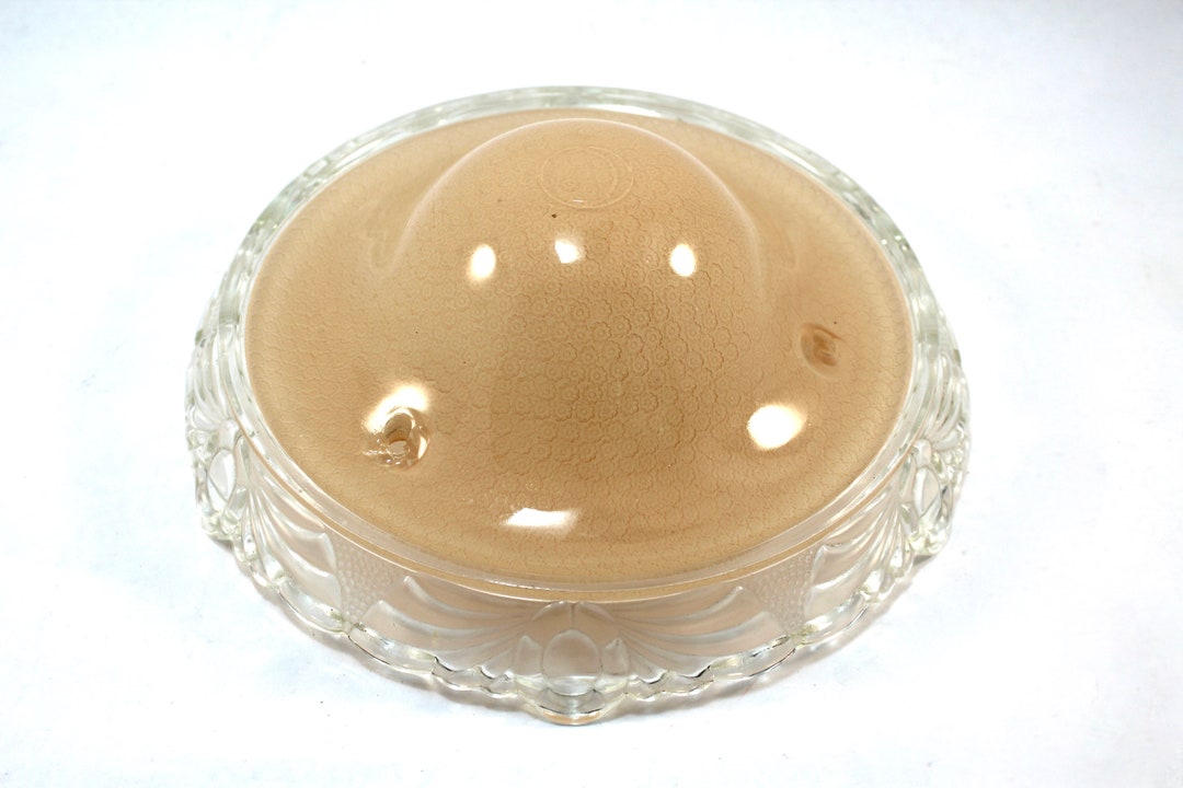 Vintage Round Glass Ceiling Light Cover Frosted, Opaque, Circle, Retro ...