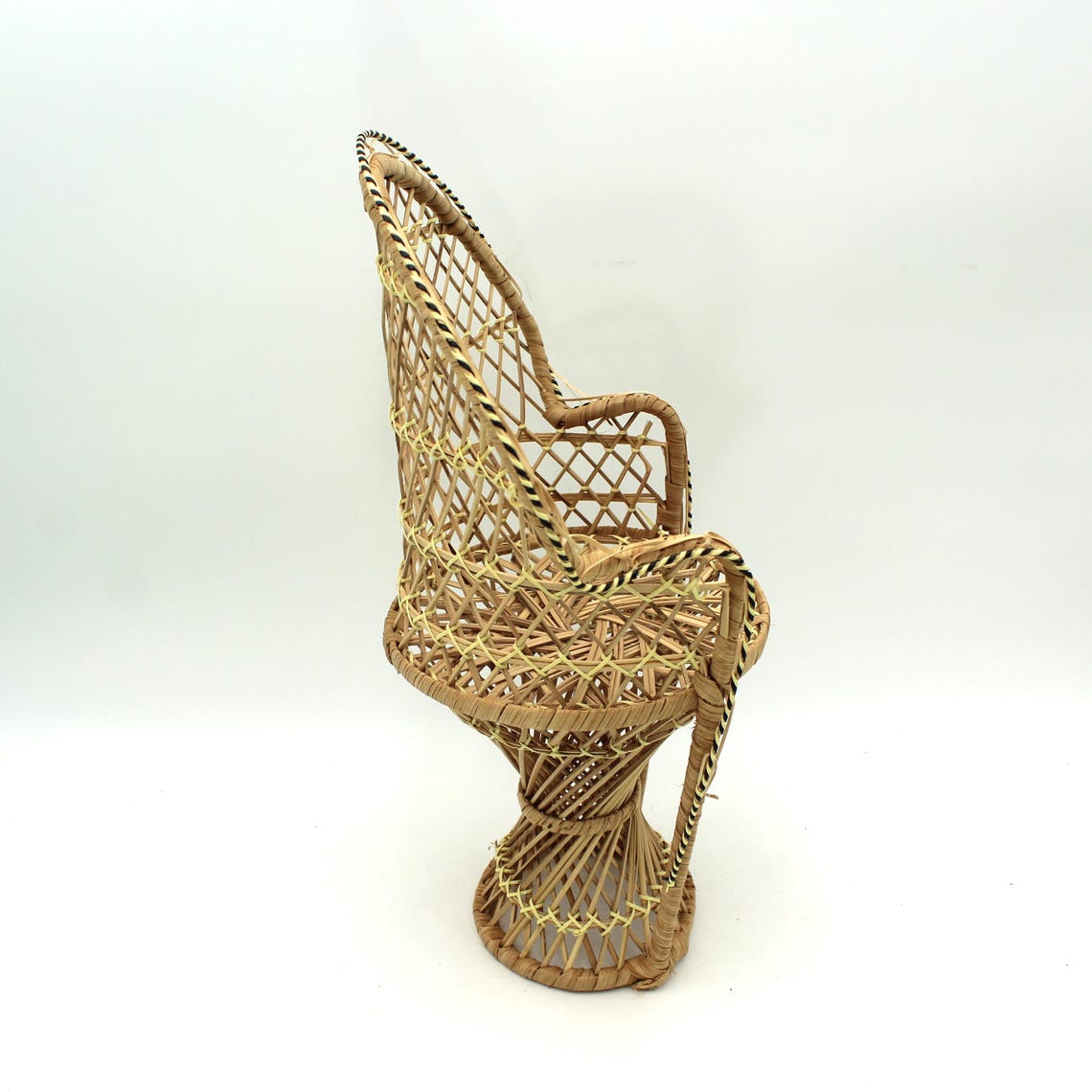 Charming Vintage Wicker Peacock Doll's Chair - 18
