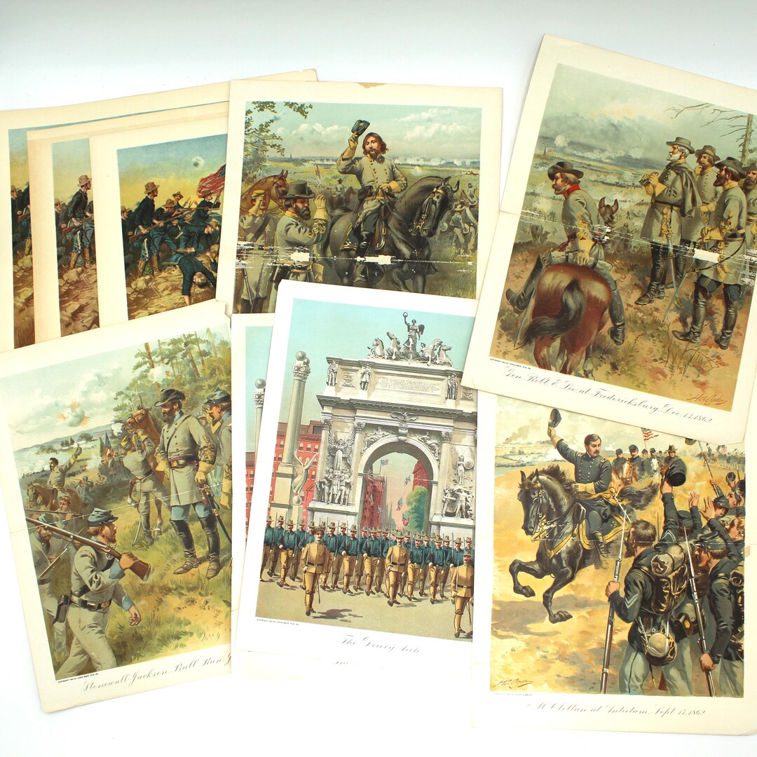 Nine 1890s/1900 Military Lithographs - Vintage, Antique, Prints, Wall ...