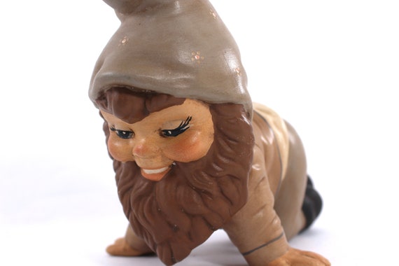Curious Vintage Garden Gnome Figurine Ceramic Man Statue - Etsy