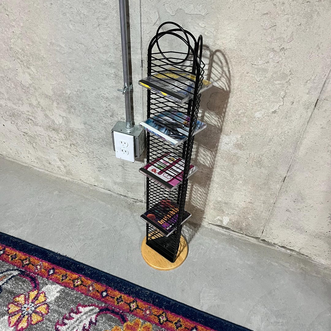 TALL Wire 1990s CD Tower - Vintage, Holder, Rack, Storage, Black Metal ...