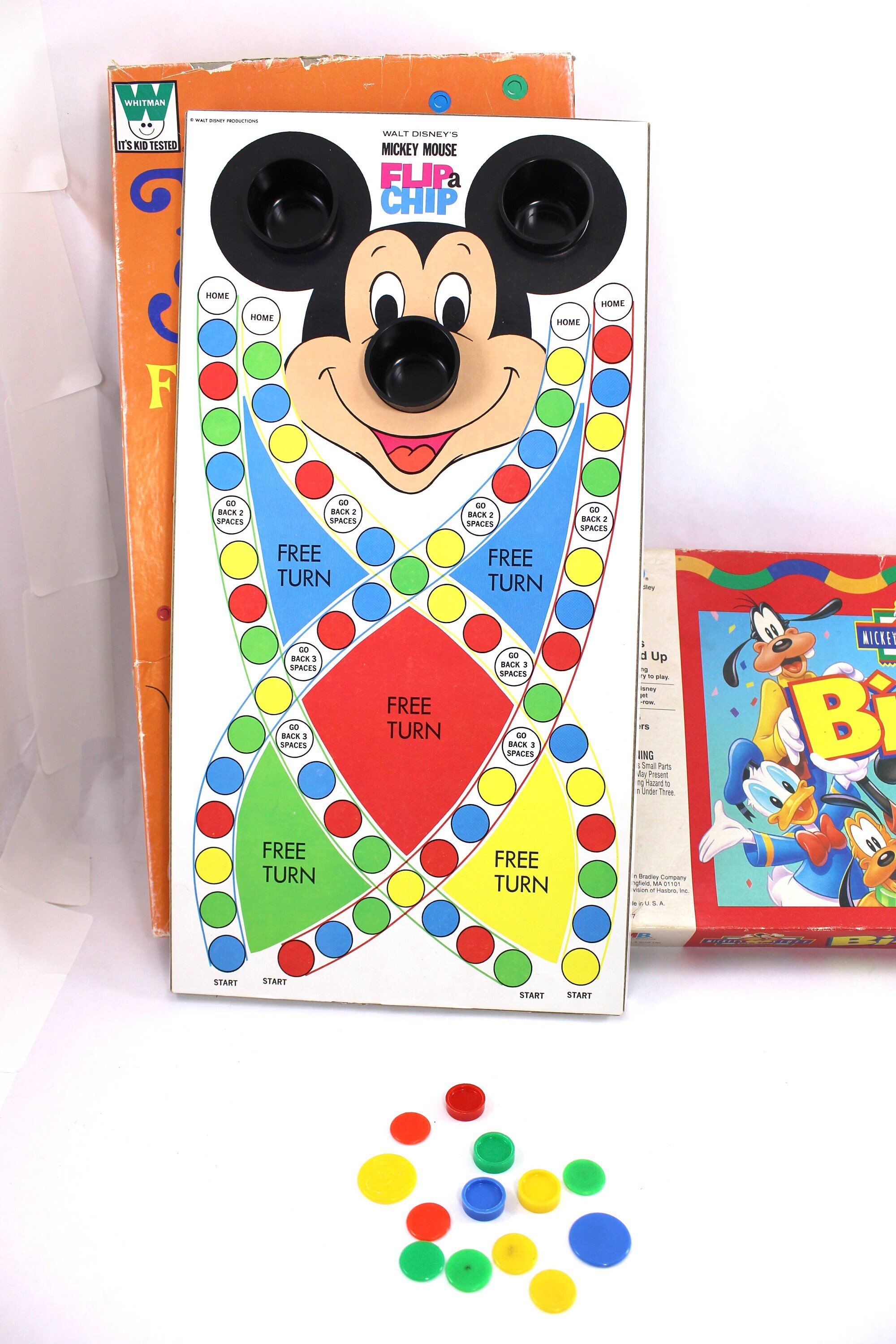 Two Vintage Disney Games - Mickey Mouse Flip a Chip and Bingo - Donald ...