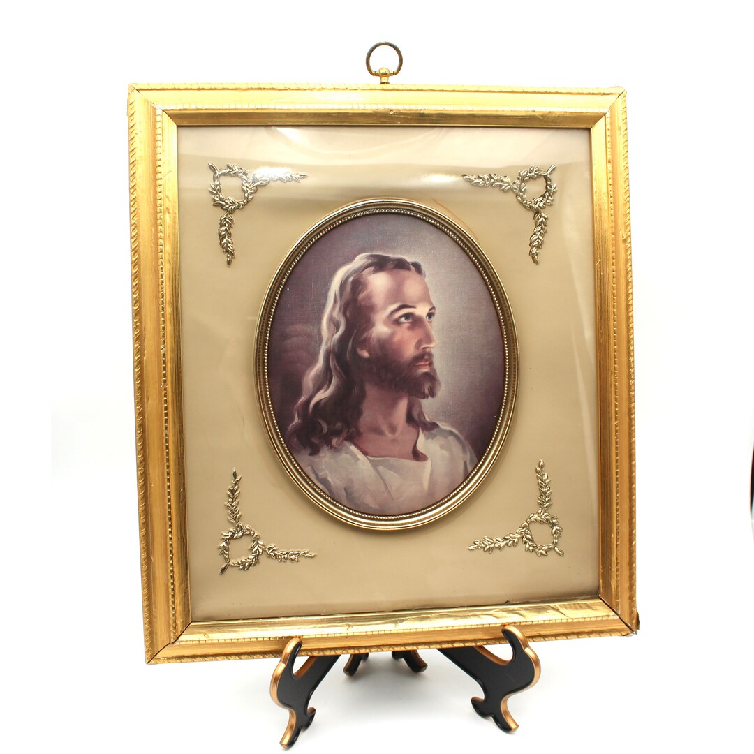 Vintage 1940s Warner Sallman Head of Christ Jesus Lithograph, Framed ...