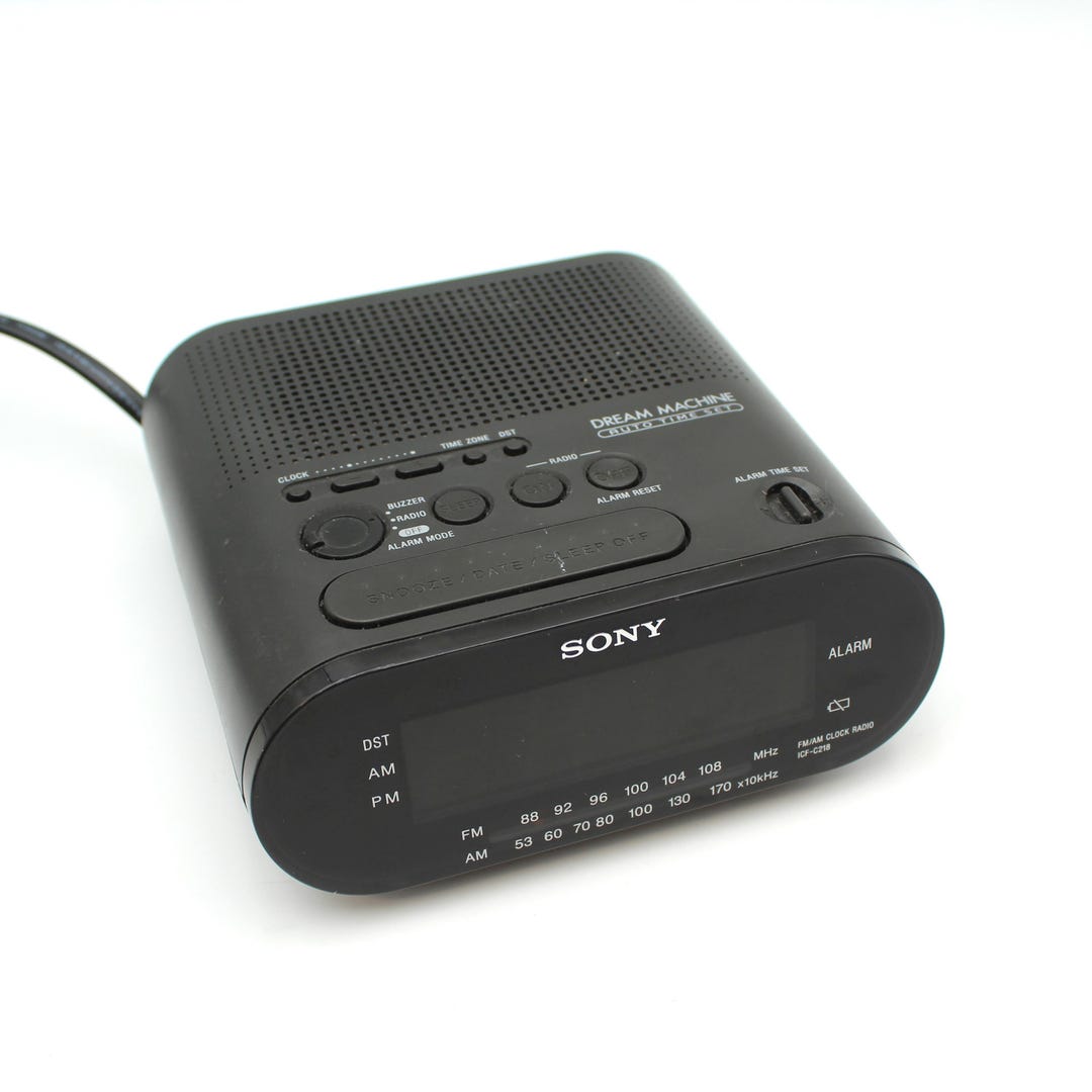 Black Sony Dream Machine Alarm Clock Vintage, AM/FM Radio, Green ...
