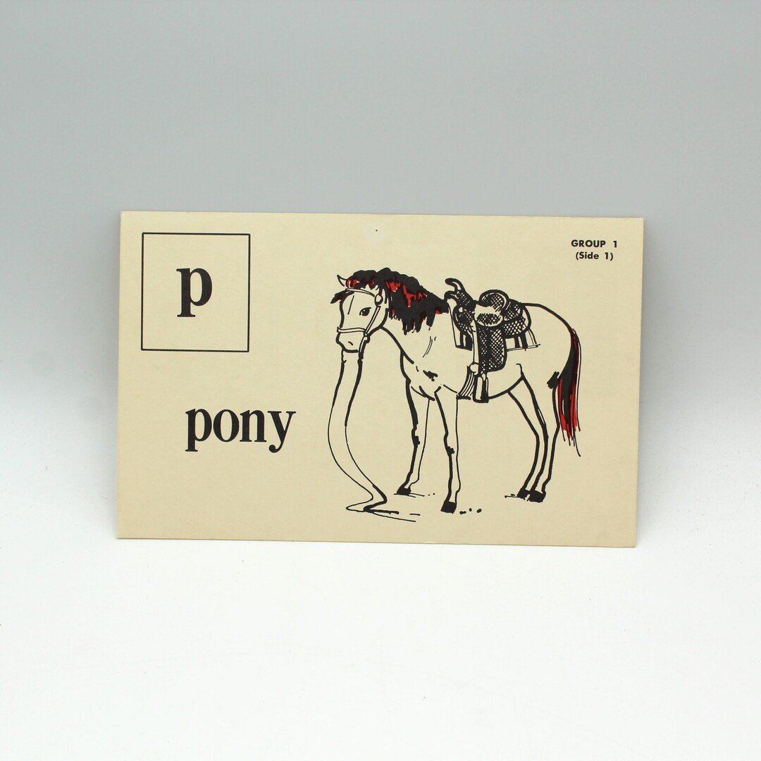 1950s "pony" Alphabet Flash Card - Horse, Words, Letters, Pictures ...