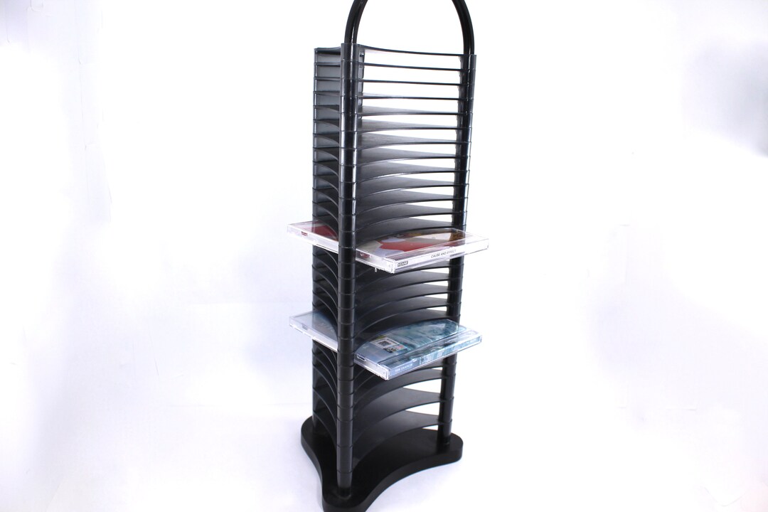 Funky 90s CD Tower Vintage, Holder, Rack, Storage, Gray, Black, Desktop ...