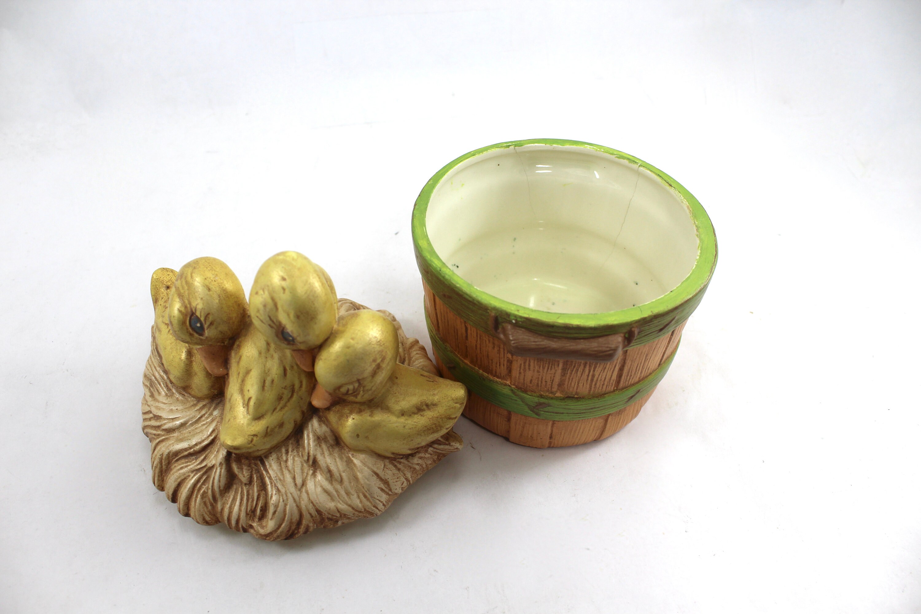 Vintage Ceramic Chicks Figurine - Homemade, Easter, Canister, Container ...