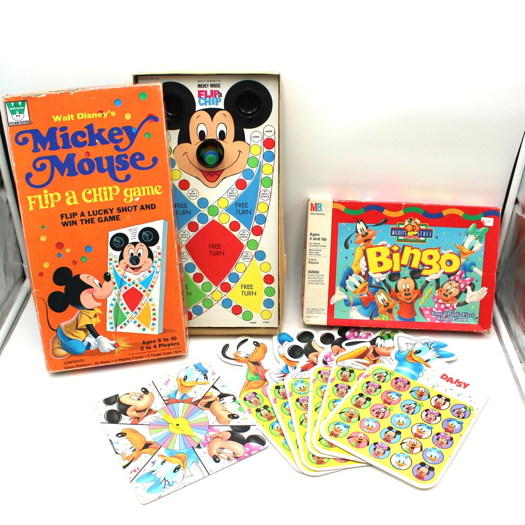 Two Vintage Disney Games - Mickey Mouse Flip a Chip and Bingo - Donald ...