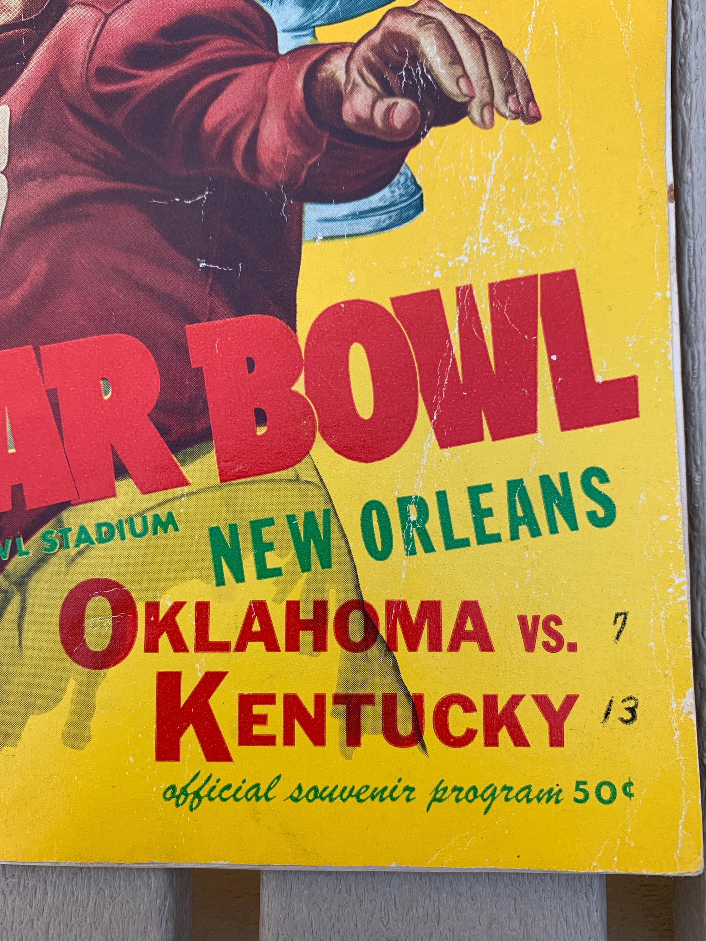 1951 Oklahoma Vs. Kentucky Sugar Bowl Program Original College Football ...