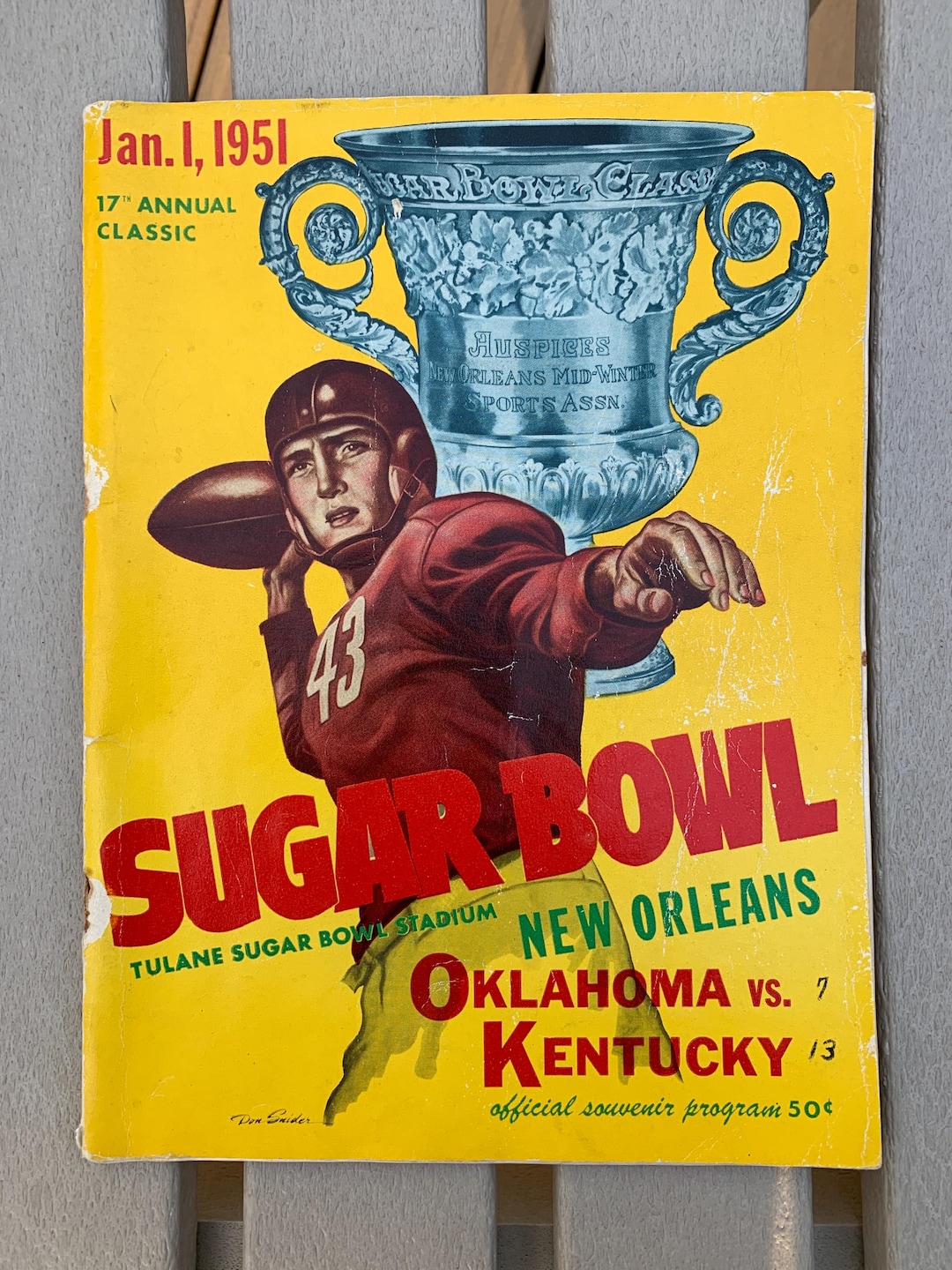 1951 Oklahoma Vs. Kentucky Sugar Bowl Program Original College Football ...