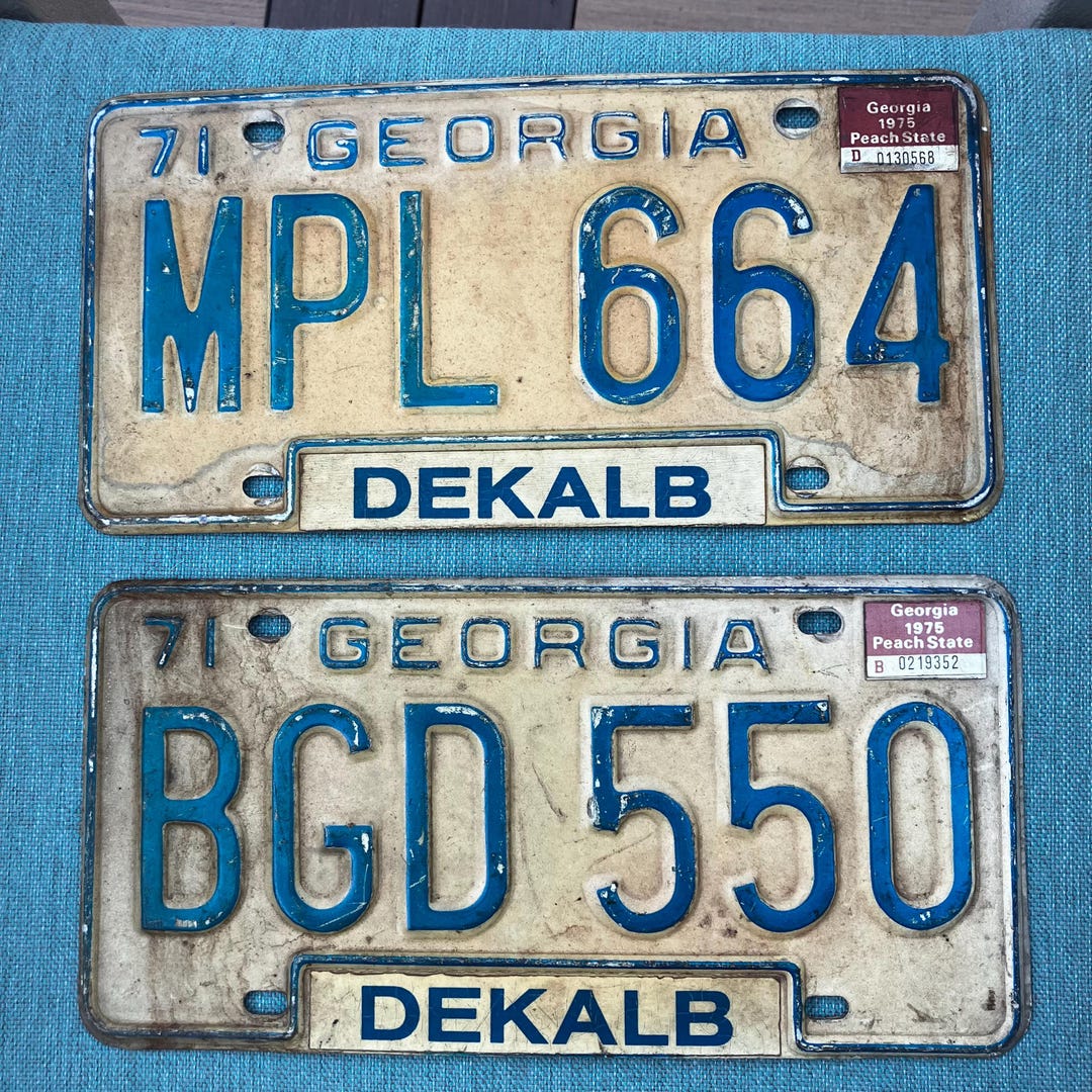 2 Georgia License Plates 1971 Dekalb Vintage Good Set - Etsy