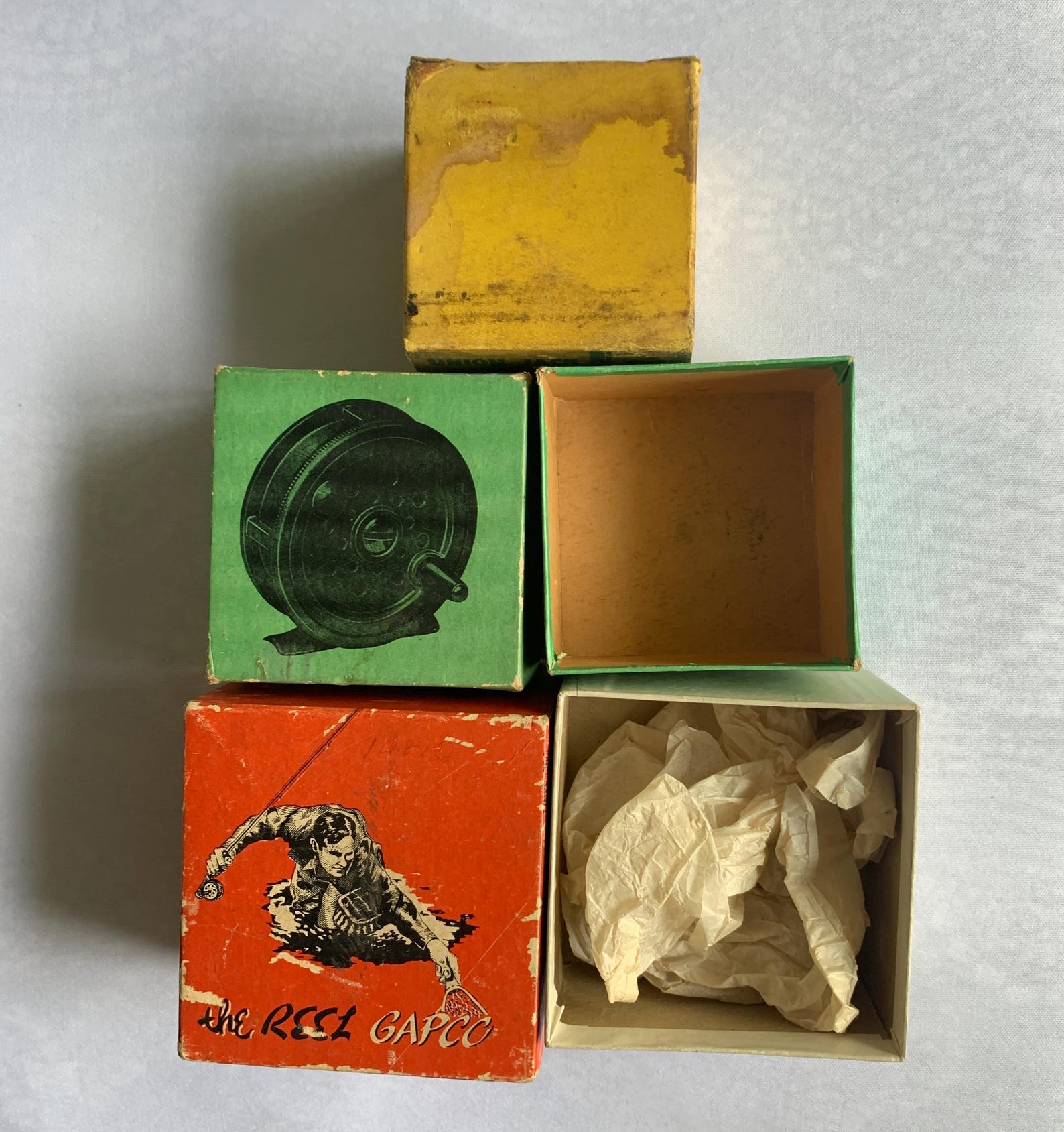 3 Fly Reel Boxes Vintage Set With Nice Color Boxes Only. - Etsy