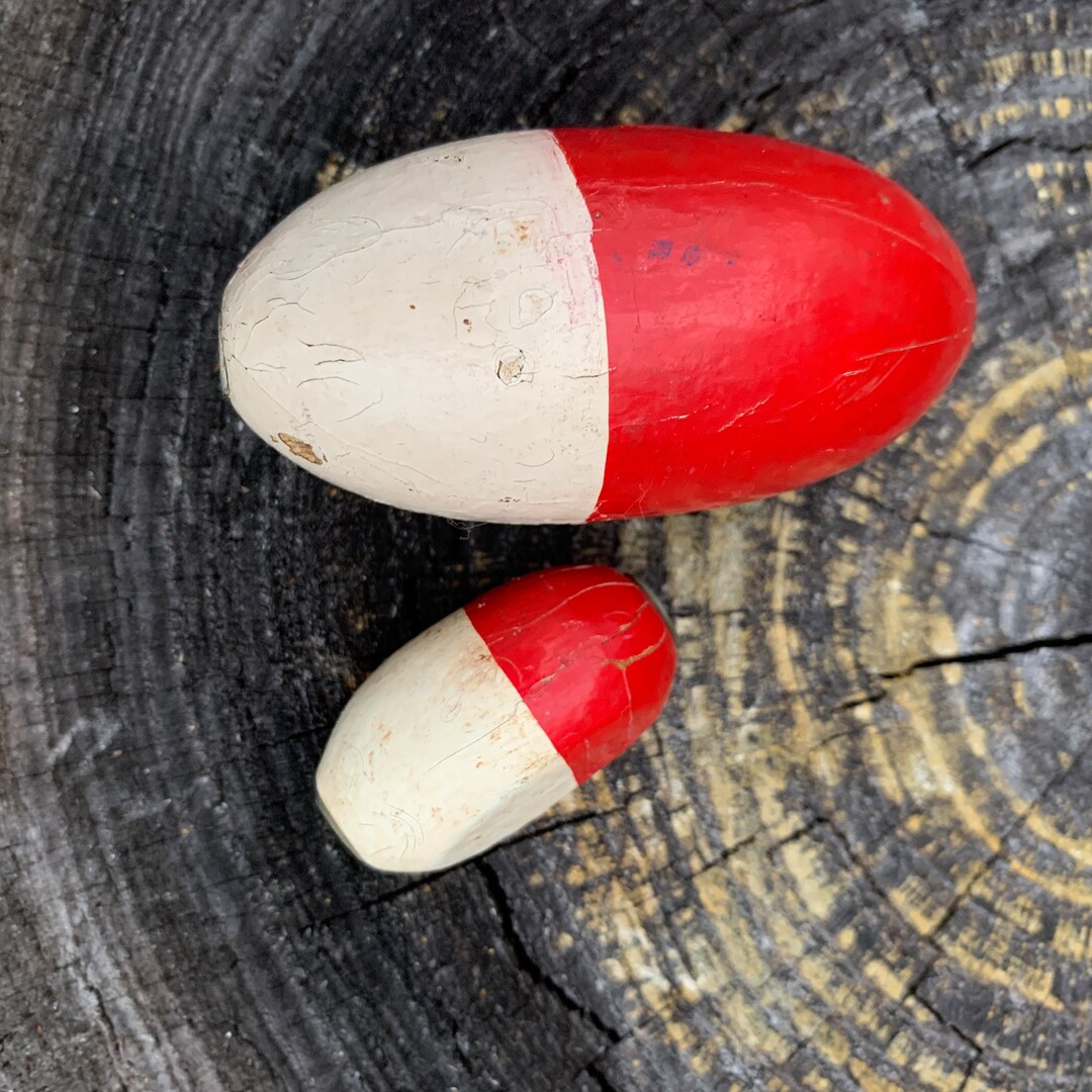 2 Old Bobbers Vintage Fishing Tackle Wood Good Color - Etsy