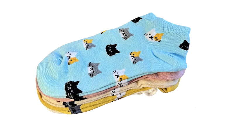 Cat Socks Gift Set: Women's Ankle, Cat Faces, 5 Pairs Birthday ...