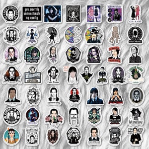 Wednesday Addams Stickers Party Pack, Black, Halloween,thing, Enid ...
