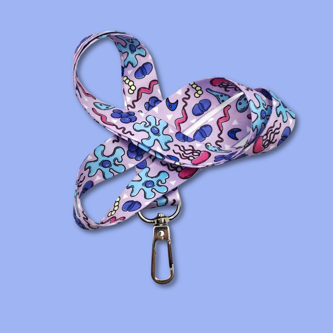 Cute Microbiology Lanyard. Purple Biology ID Holder. Nerdy Science ...