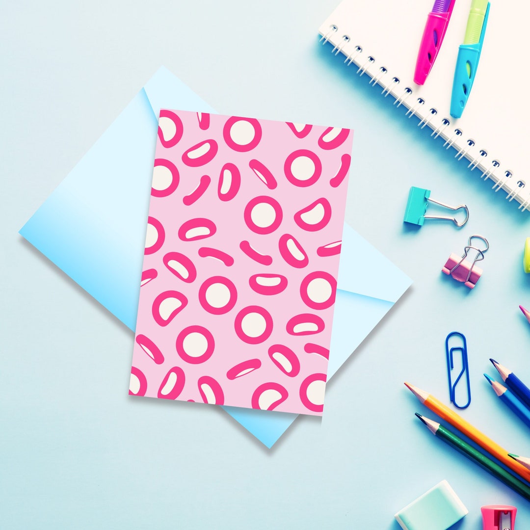 BLOOD CELLS CARD: A6 Cellular Pathology Minimalist Blank Notecard. Gift for Teacher, Nurse or ...