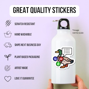 Quark Quantum Physics Vinyl Sticker. Quark Duck Pun Sticker. Funny ...