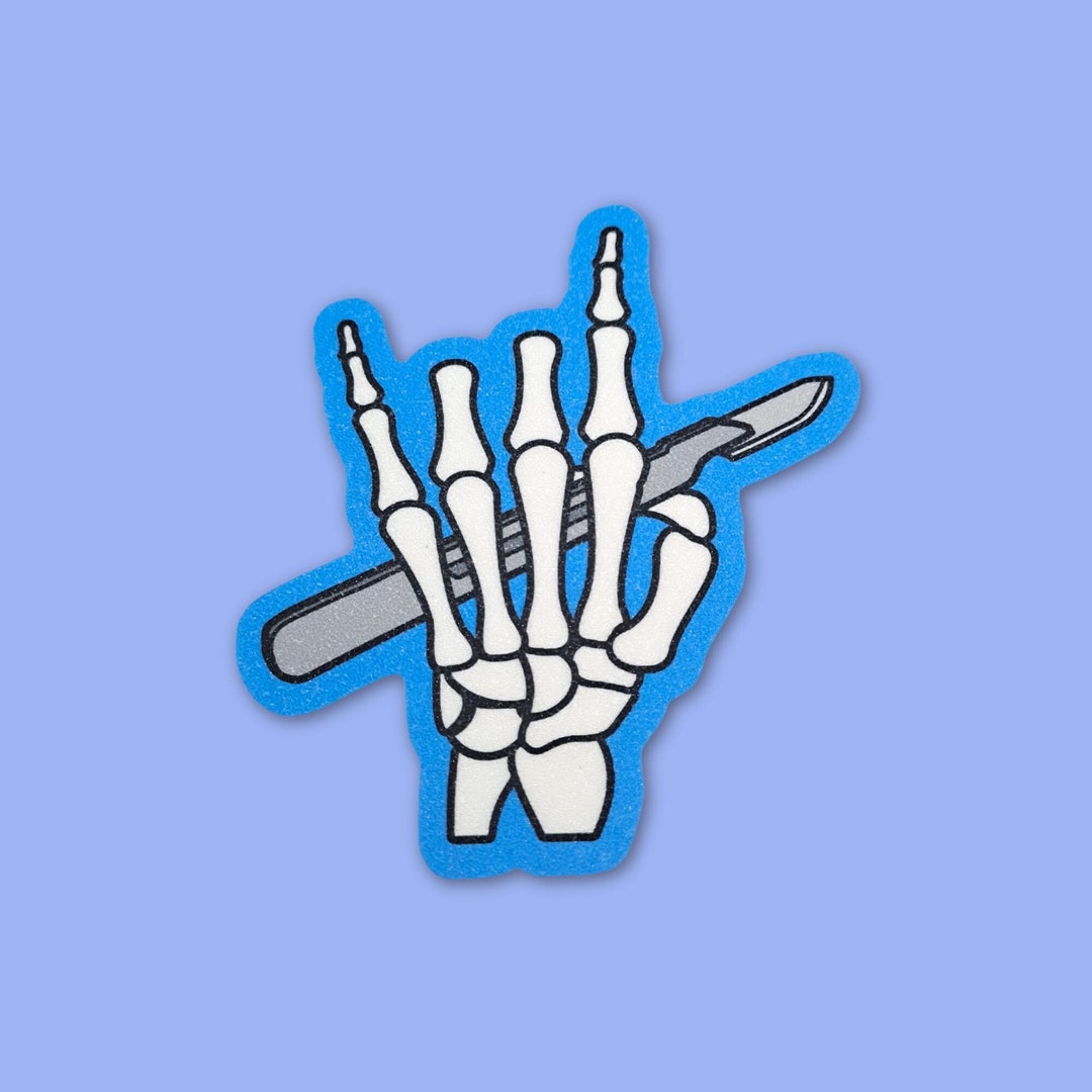 Scalpel Vinyl Sticker. Rock on Skeleton Hand. Surgical Residency Gifts ...