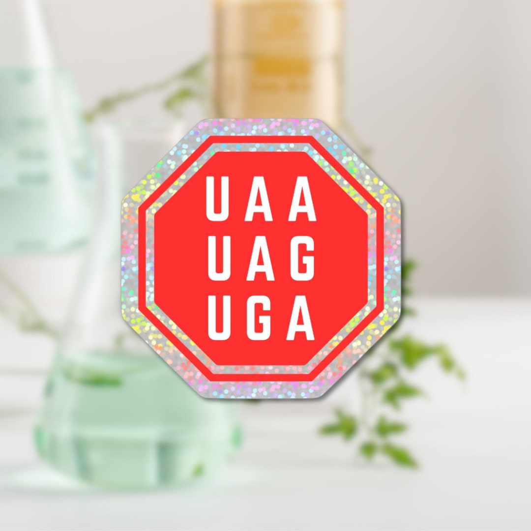 Stop Codon Biology Vinyl Sticker With Glitter Holographic Border Unique ...