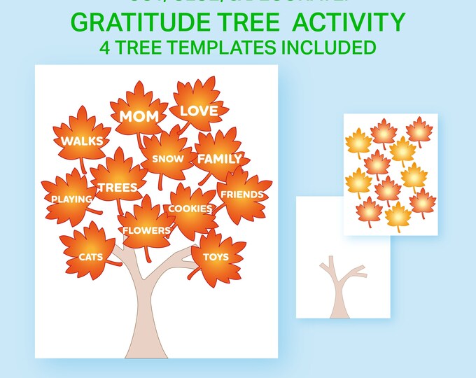 Gratitude Tree Activity Printable With Leaves, Kids Mindfulness ...