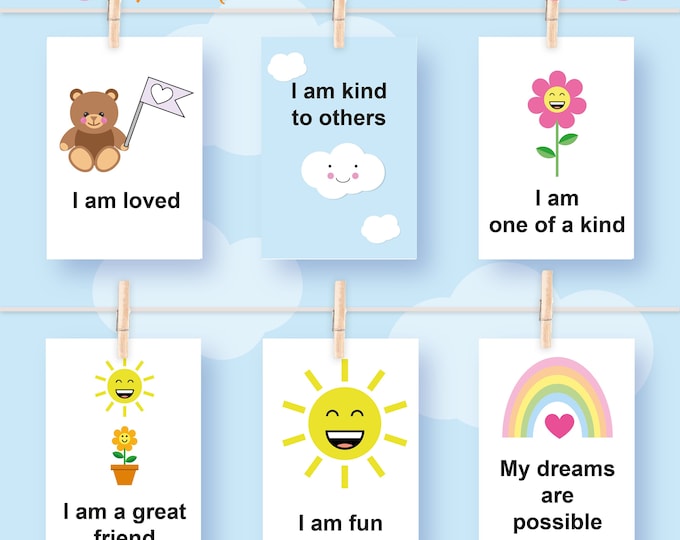 32 Positive Affirmation Cards for Kids, Daily Cards, Positive Thought ...