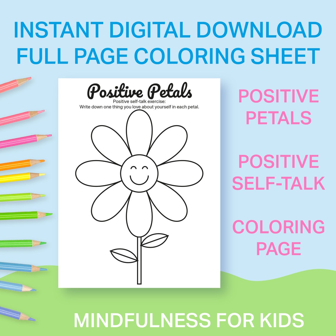 Positive Self-talk Activity Printable, Self Esteem Coloring Pages for ...