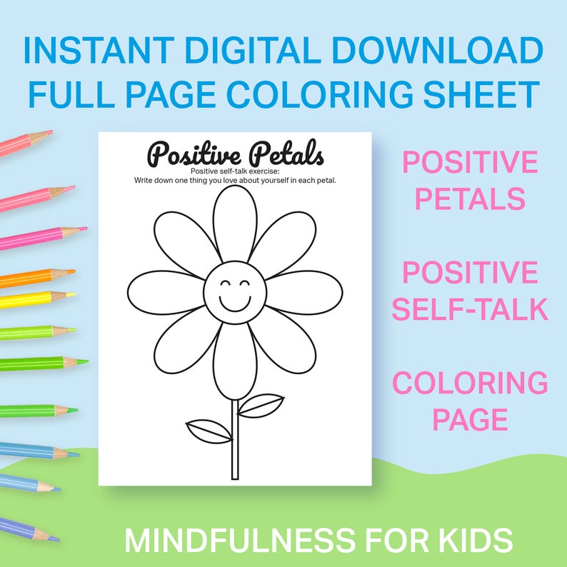 Positive Self-talk Activity Printable, Self Esteem Coloring Pages for ...