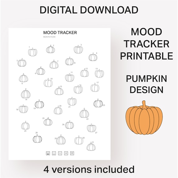 Pumpkin Mood Tracker Printable Monthly Mood Tracker Bullet - Etsy