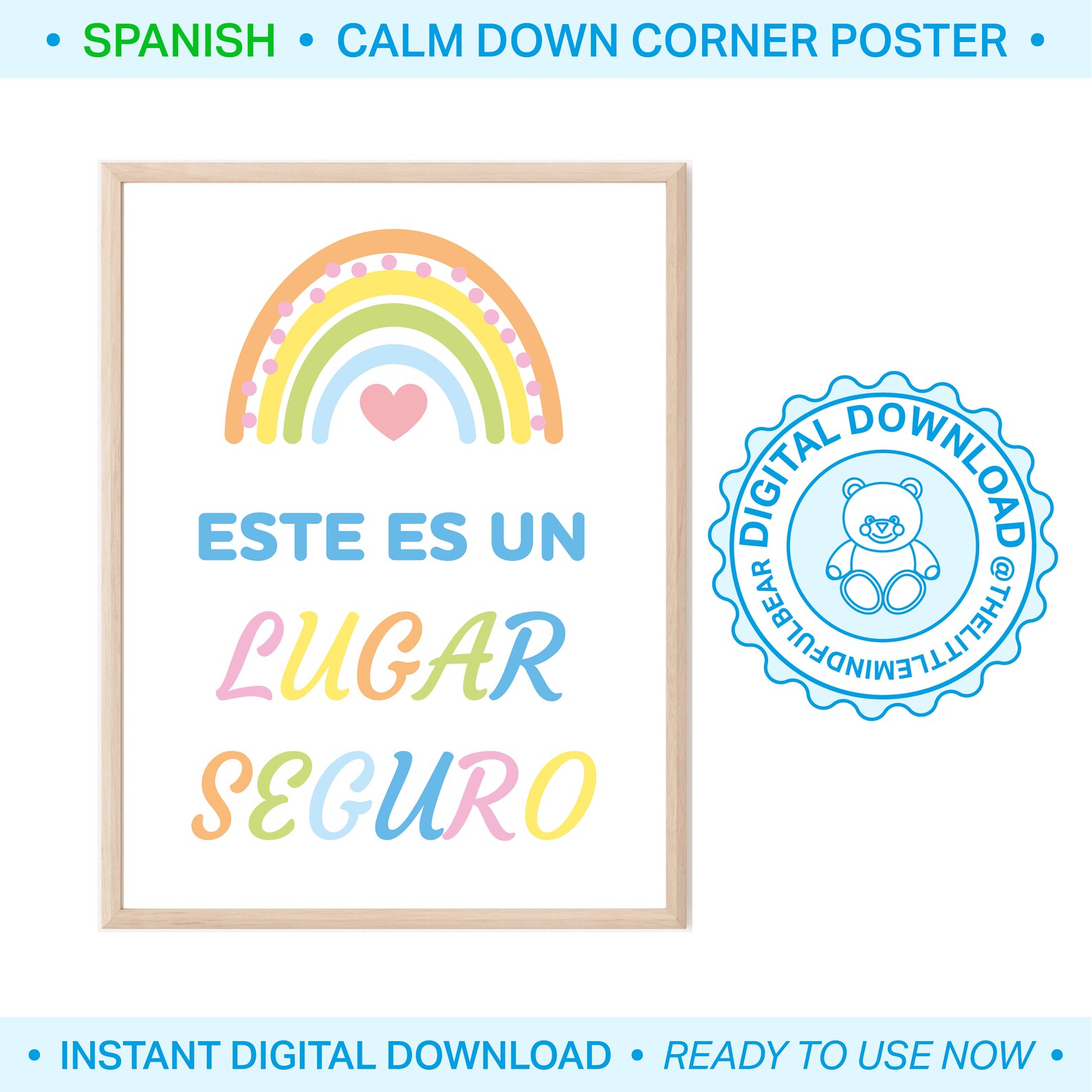 Spanish Classroom Decor Calm Down Corner Poster Safe Space - Etsy