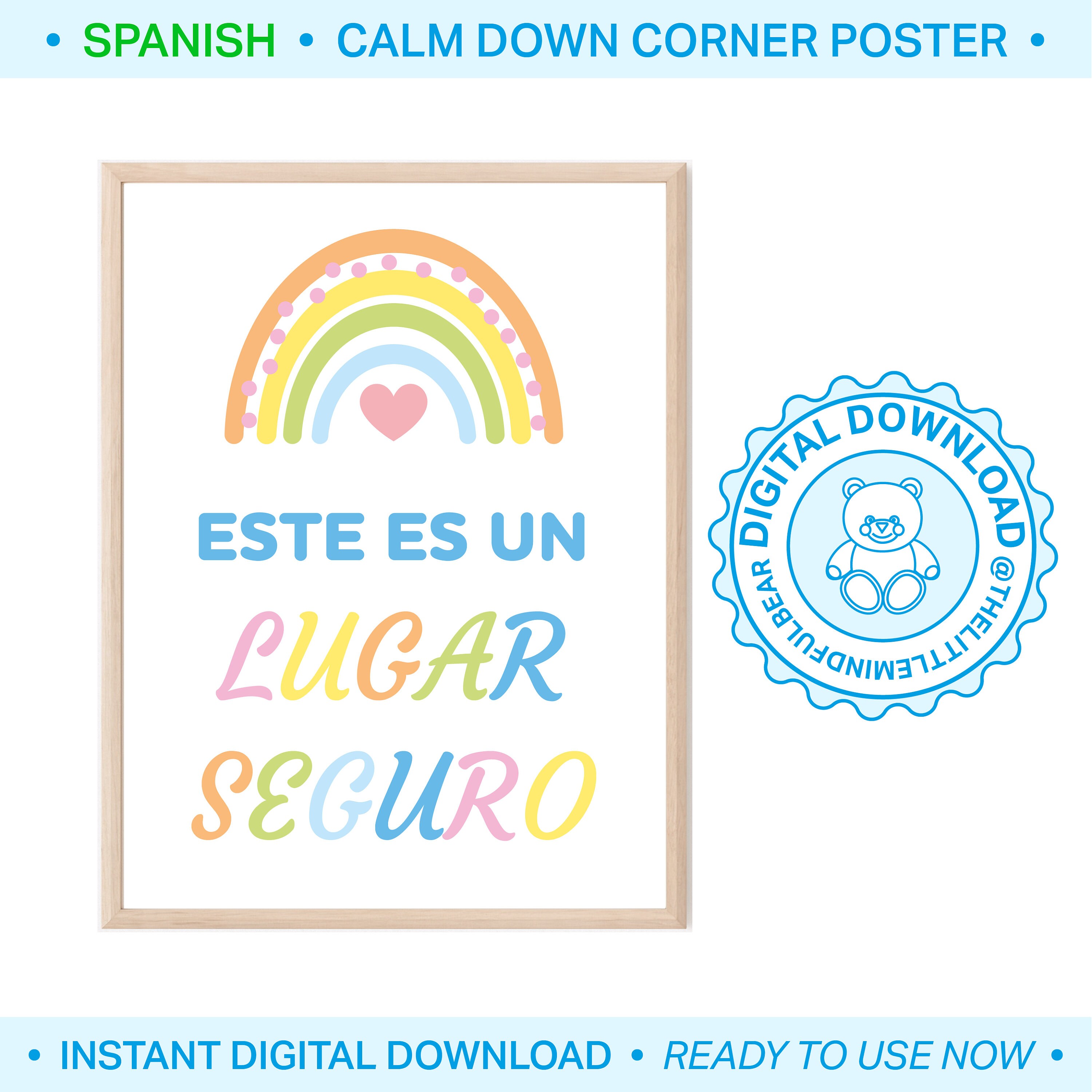 Spanish Classroom Decor Calm Down Corner Poster Safe Space - Etsy