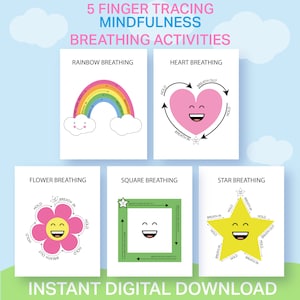 Finger Tracing Deep Breathing Exercise Kids, Mindful Activity Calm Down ...