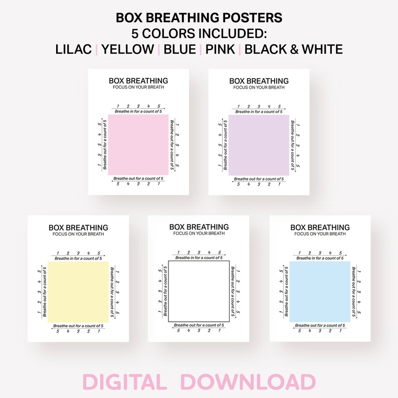 Bundle Box Breathing Posters Mental Health Poster Therapy - Etsy