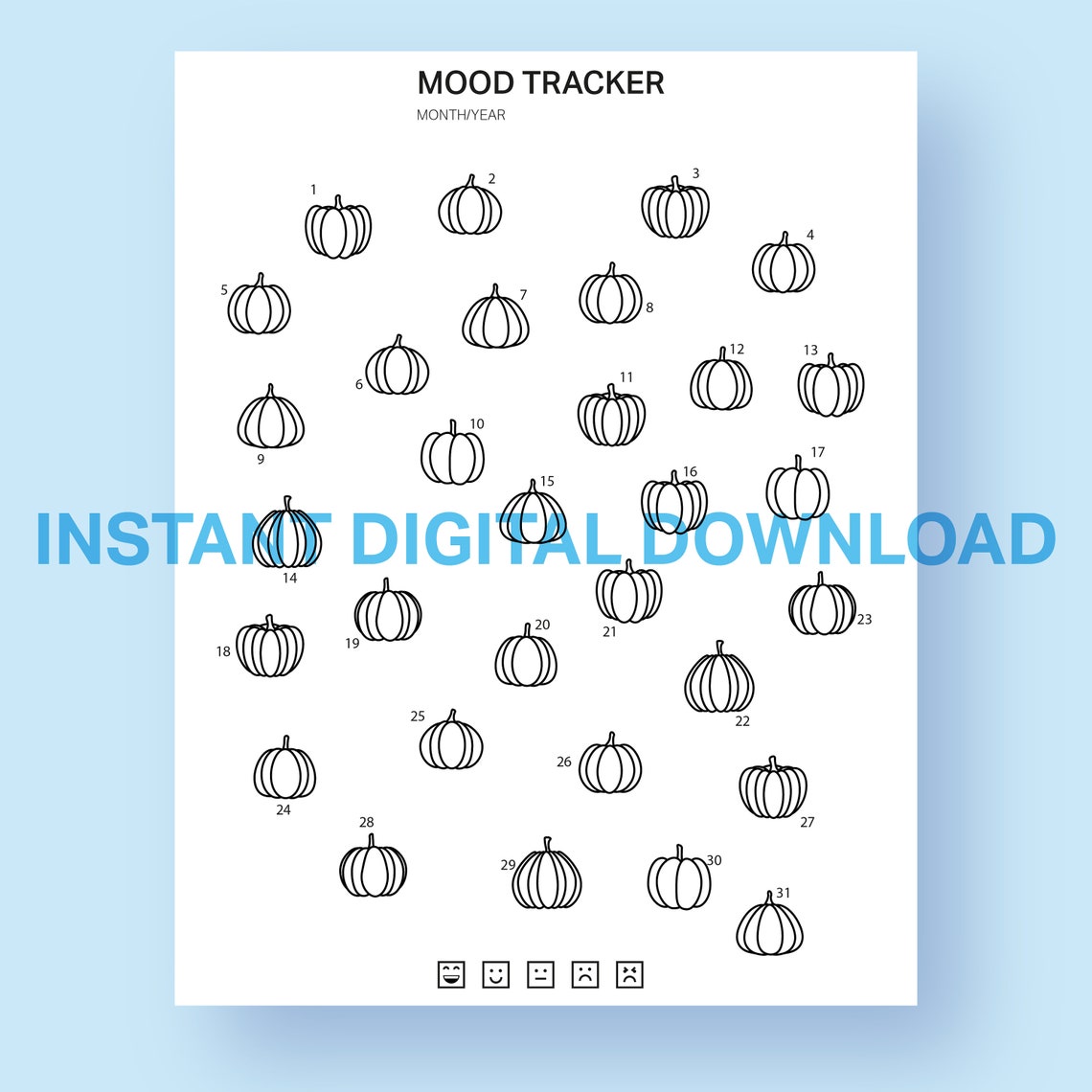 Pumpkin Mood Tracker Printable, Monthly Daily Mood Tracker, Bullet ...
