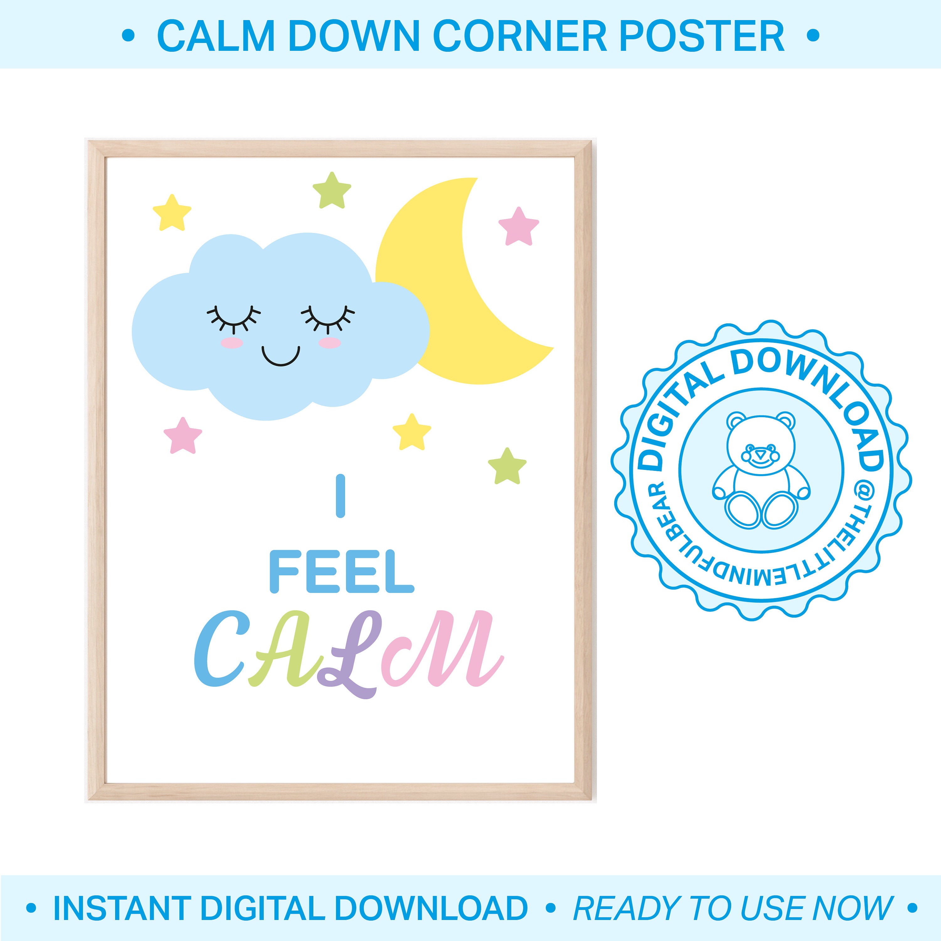 Calm Down Corner Poster, I Feel Calm Poster Digital Wall Art, Calming ...