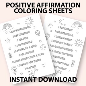 Positive Affirmations Coloring Pages for Kids Digital - Etsy UK