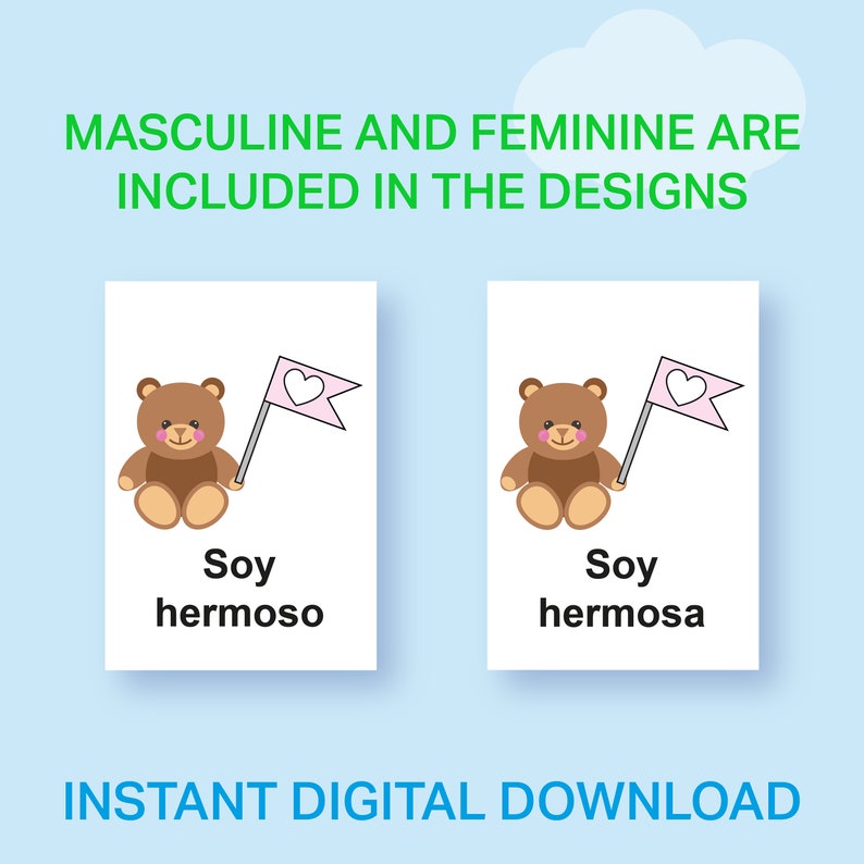 SPANISH Positive Affirmation Cards for Kids, Afirmaciones Positivas ...