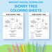 Worry Tree Worksheet Printable, Kids Anxiety Relief Workbook, Self ...