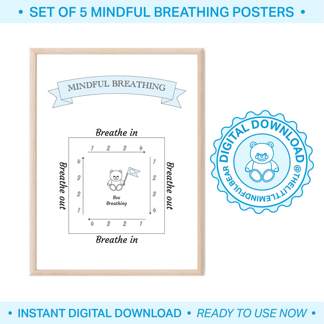 Bundle Box Breathing Poster, Mindful Breathing Calming Wall Art, School ...