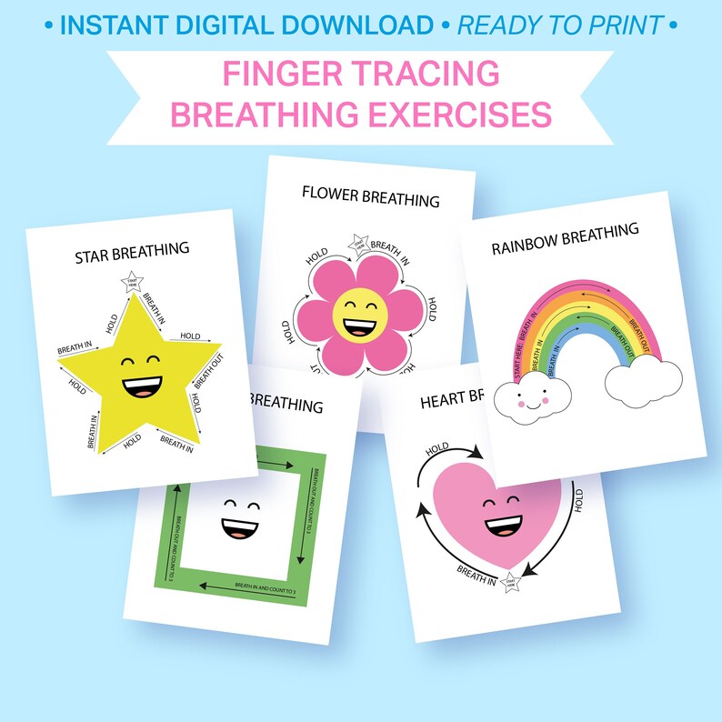 Finger Tracing Deep Breathing Exercise Kids, Mindful Activity Calm Down ...