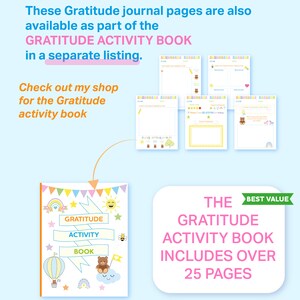Kids Daily Gratitude Journal Printable Worksheets, Mindfulness Activity ...